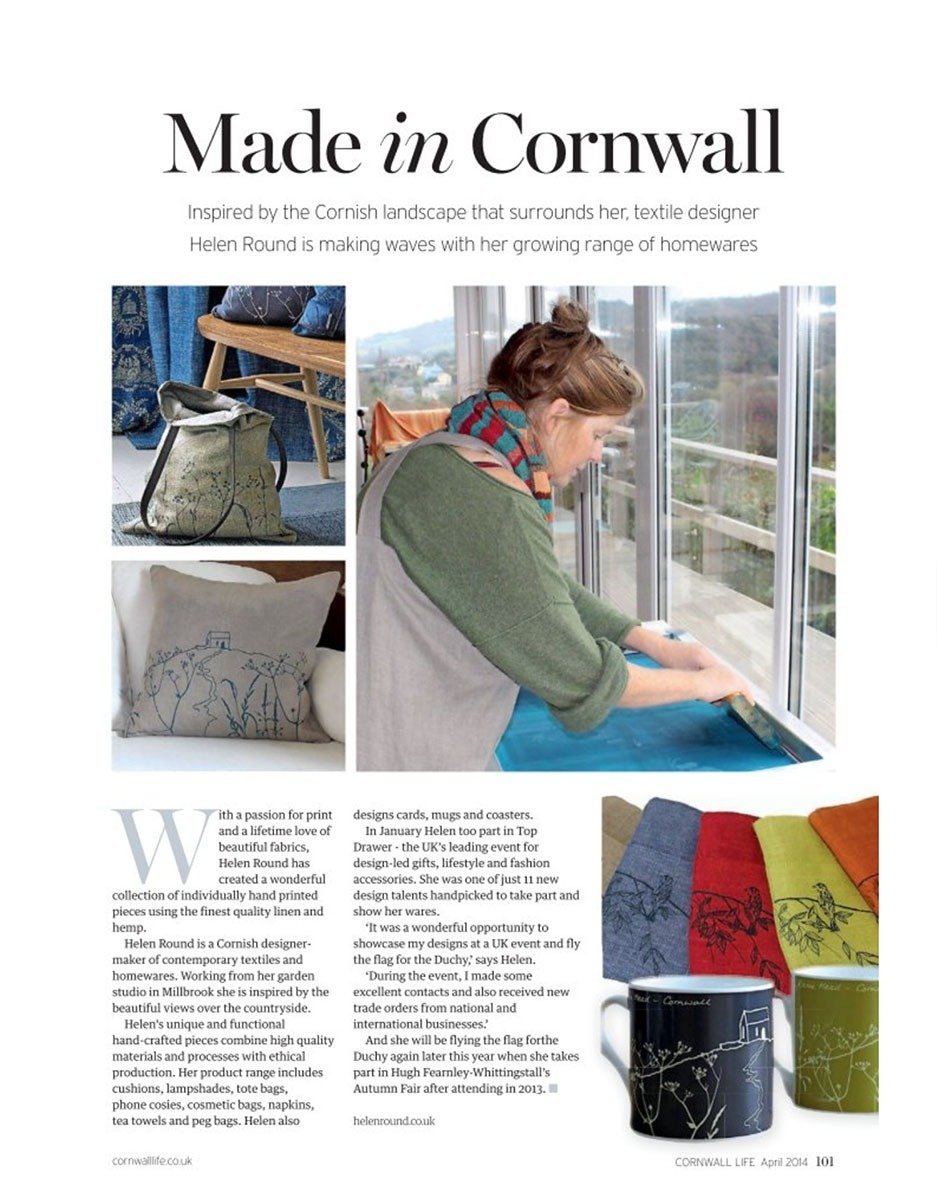 Cornwall Life April 2014 – Helen Round
