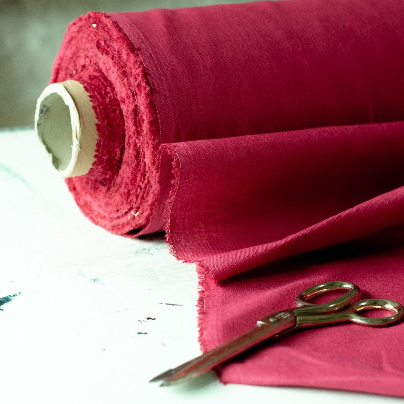 Raspberry Red Linen Fabric - Beautiful Quality European Linen