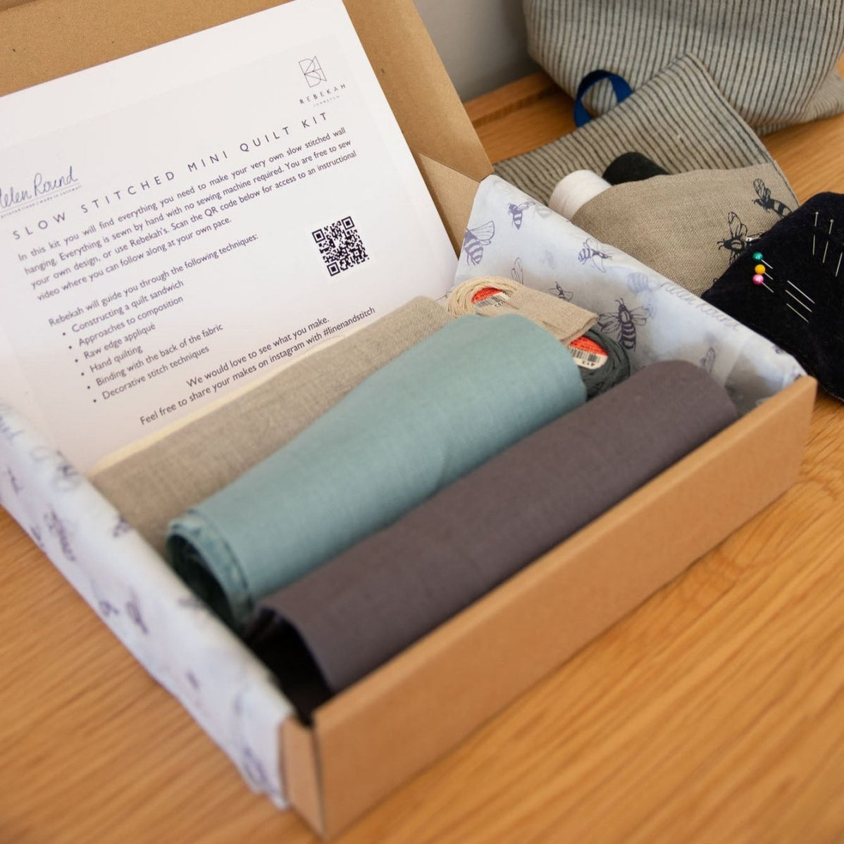 Slow Stitched Mini Linen Quilt Kit