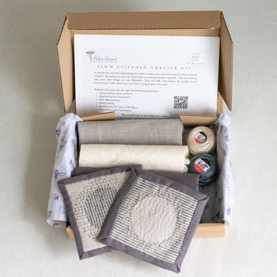 Slow Stitched Linen Coasters Kit - Hand Sewing Project