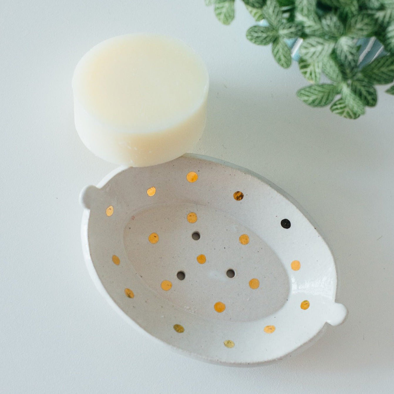Hand-Built Ceramic Soap Dish - Bee Design or Gold Spot
