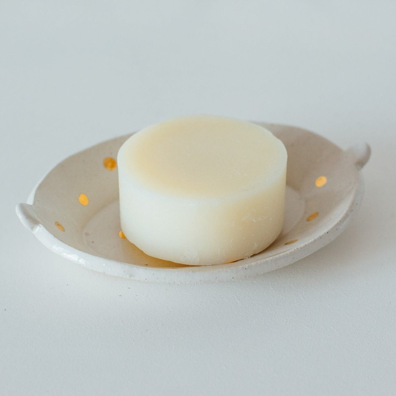 Hand-Built Ceramic Soap Dish with Gold Spots