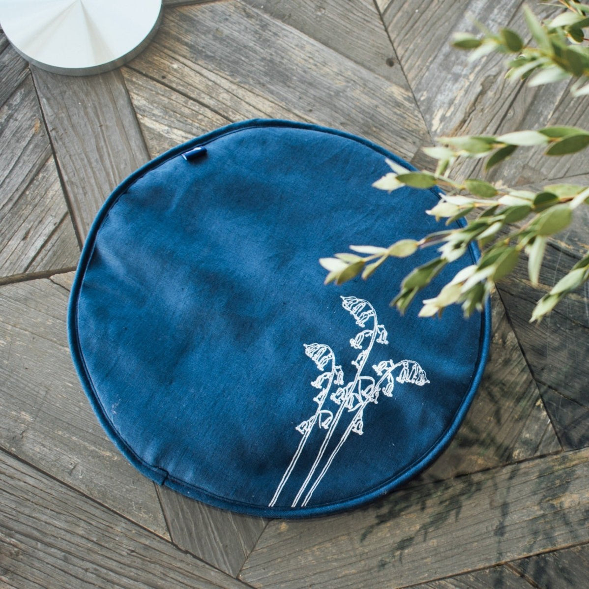 Navy Blue Linen Chef's Pad for Aga Top - Bluebell Collection