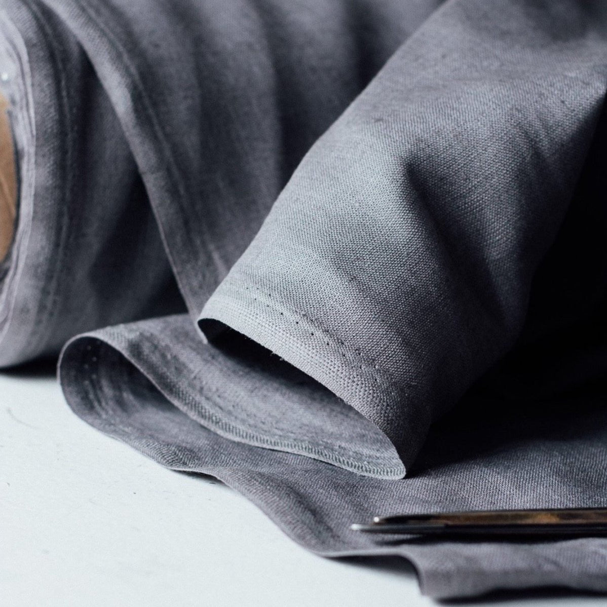 Slate Grey Linen Fabric - for curtains, cushions, and crafts
